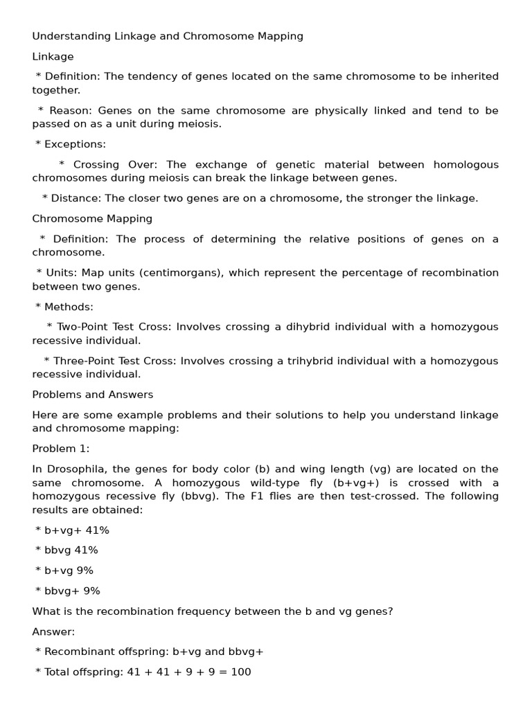 Linkage and Chromosomes Mapping Example Problem | PDF | Genetic Linkage ...
