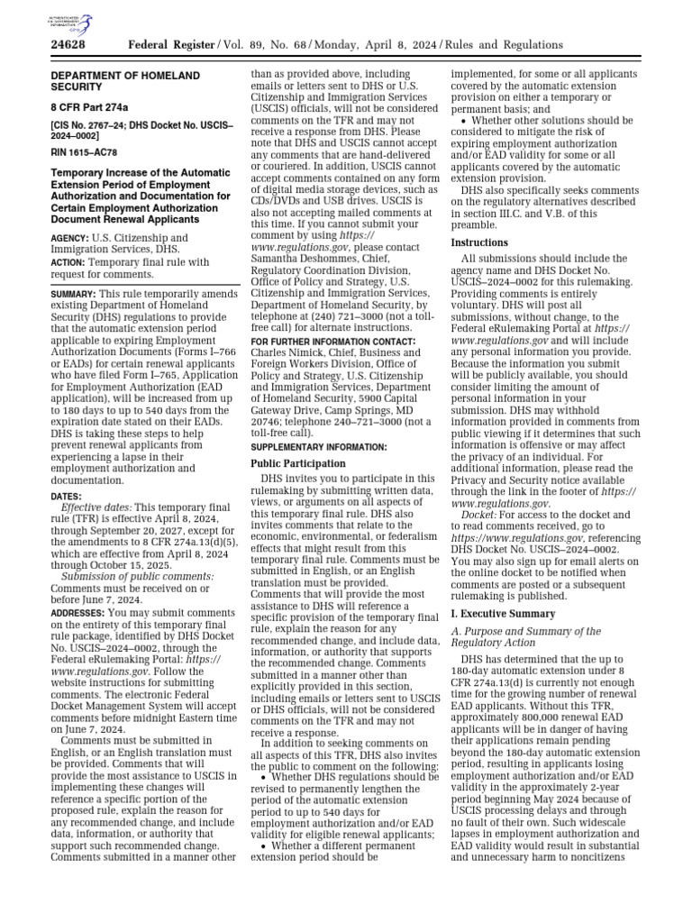 Federal Register: / Vol. 89, No. 68 / Monday, April 8, 2024 / Rules and ...