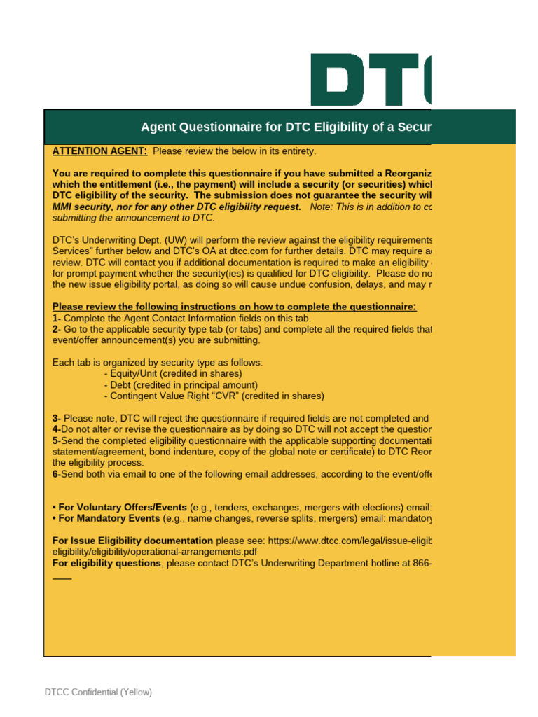 DTC Eligibility Questionnaire Guide | PDF | Securities (Finance ...
