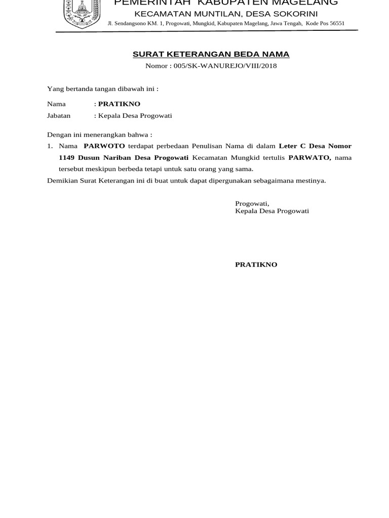 Beda Nama Progowati | PDF