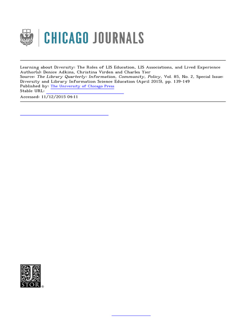 The Roles of LIS Education, LIS Associations, and Lived Experience ...