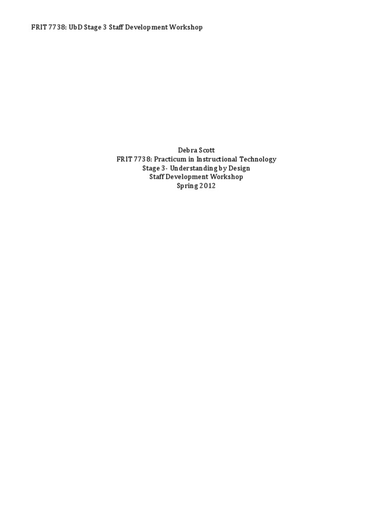 Staff Development UBD Stage 3 Lesson Planning | PDF | Educational ...