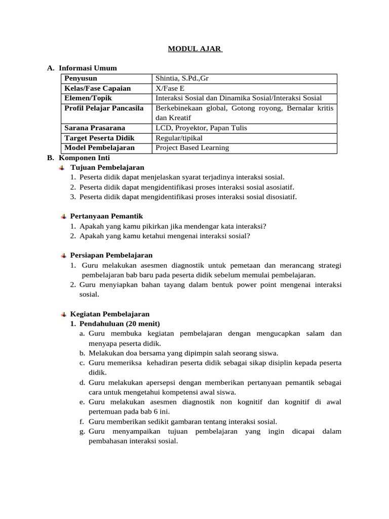 BAB 6 Modul - Ajar - IPAS - SMK - Interaksi - Sosial - Dan - Dinamika - Sosial | PDF