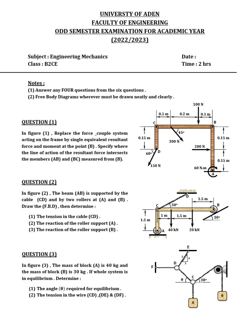 Statics Exam | PDF | Bending | Beam (Structure)