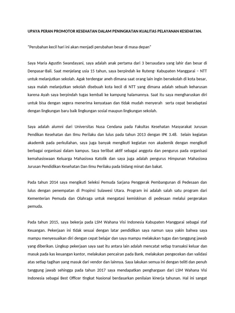 CONTOH ESSAY BEASISWA LPDP | PDF