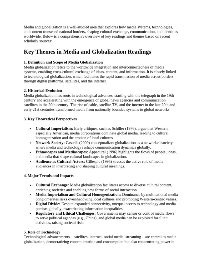 Media and Globalization Is A Well | PDF | Globalization | Internet
