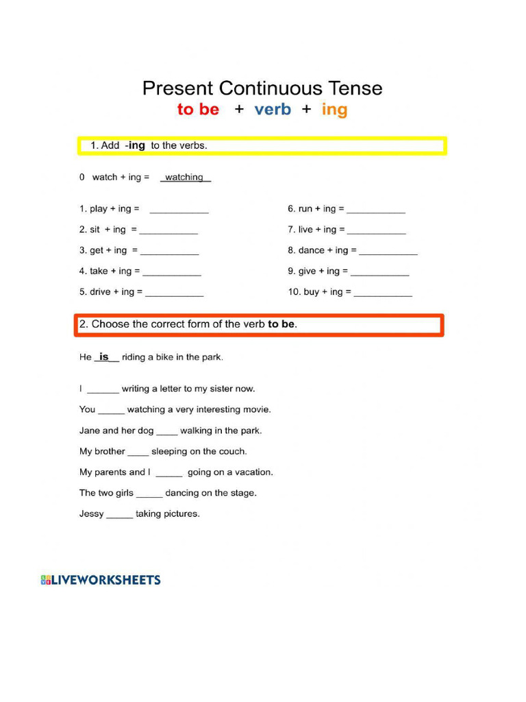 Present Continuous Worksheet | PDF