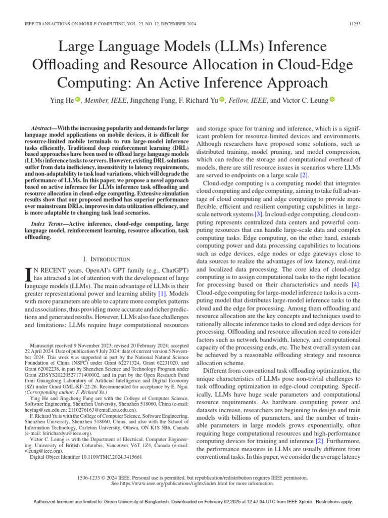 Large Language Models Llms Inference Offloading And Resource Allocation