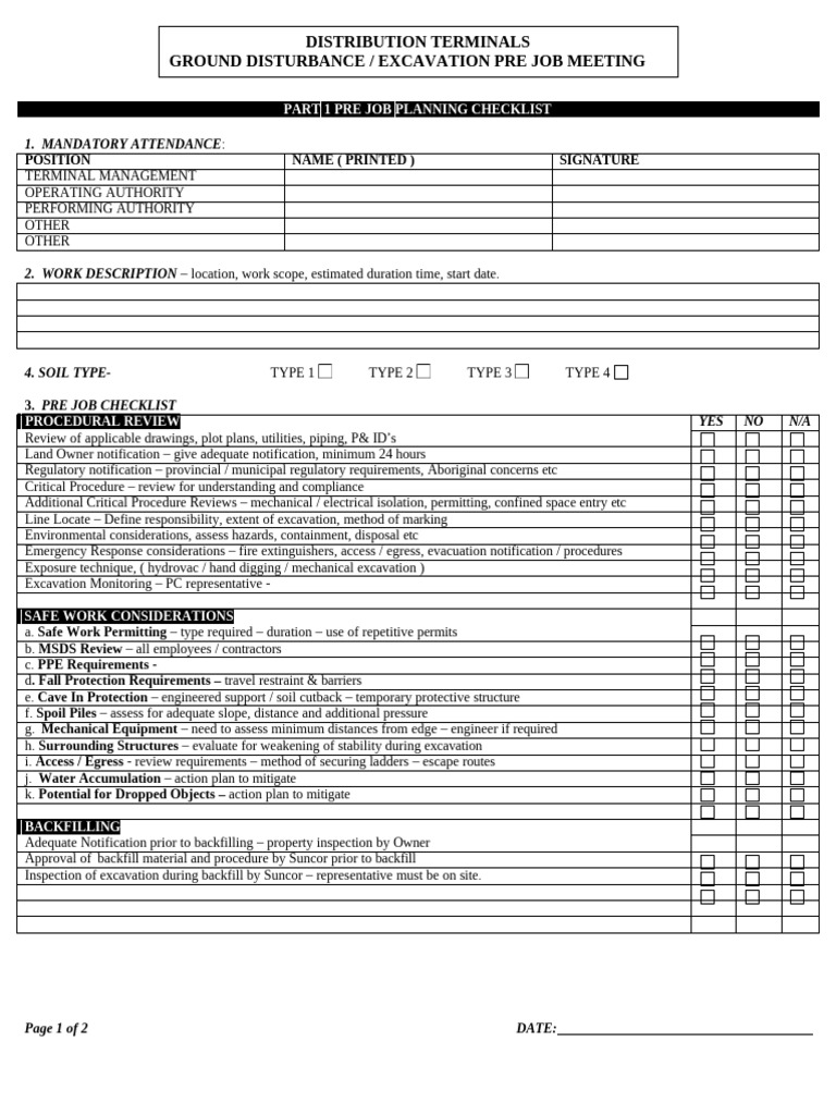 Jamul Ground Disturbance Checklist | PDF | Occupational Safety And ...