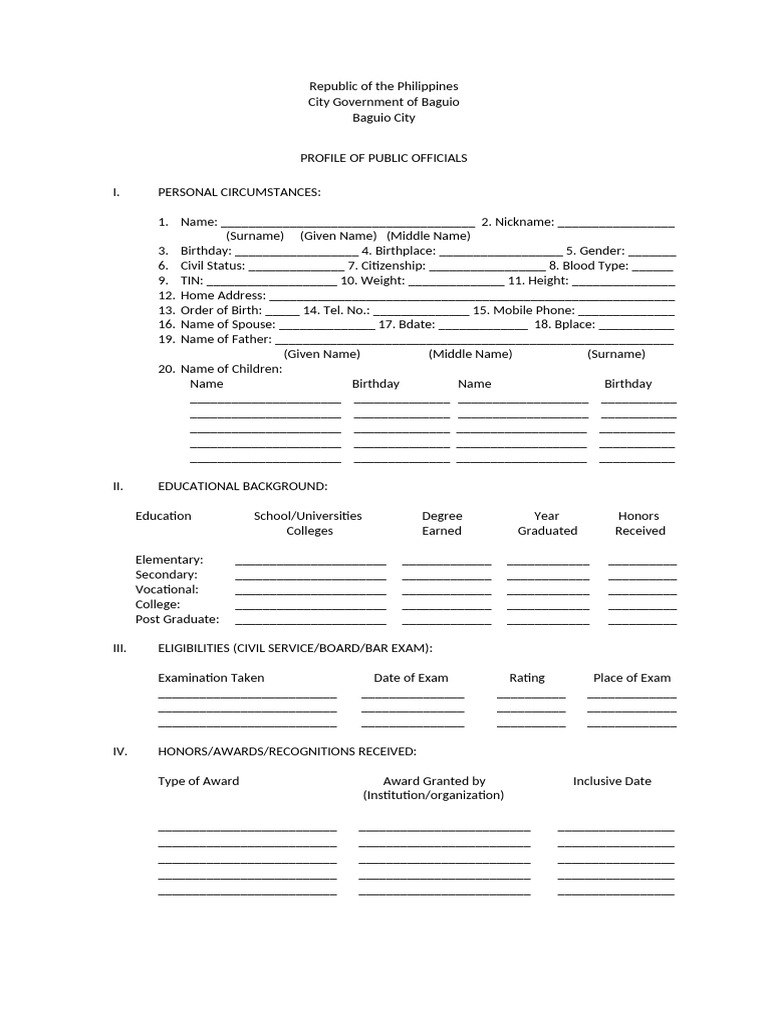 Baguio City Public Officials Profile | PDF | Government And Personhood