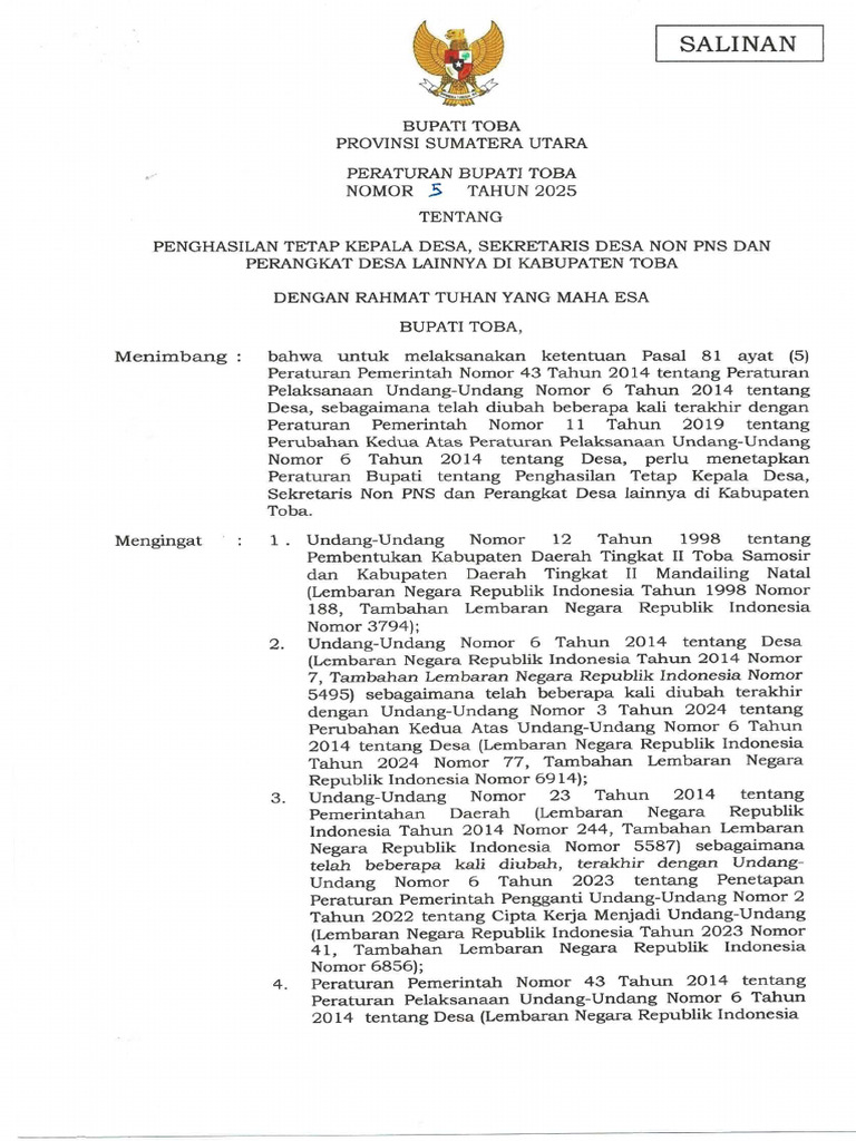 PERBUP Toba SILTAP 2025 | PDF