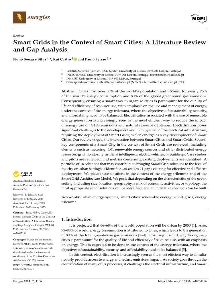 Smart Grids in The Context of Smart Cities - A Literature Review and Gap Analysis | PDF | Smart ...