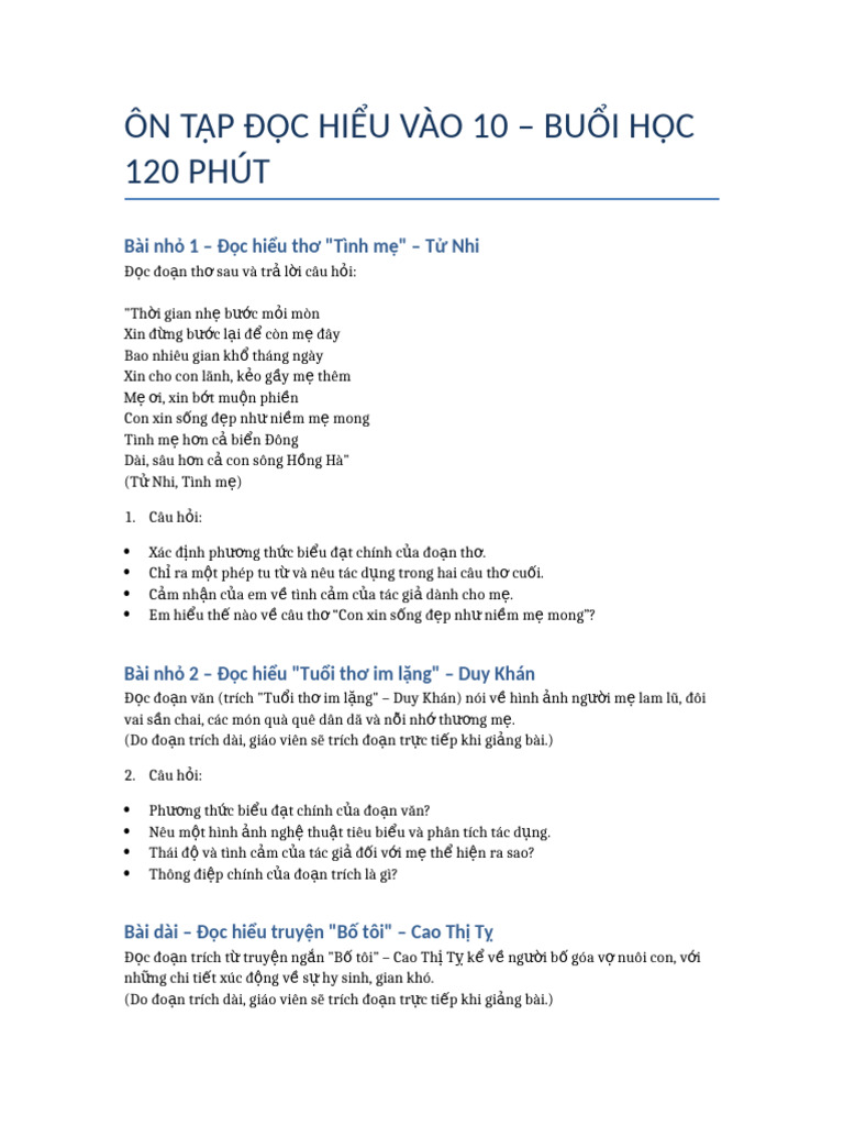 Bo de Ontap Doc Hieu | PDF