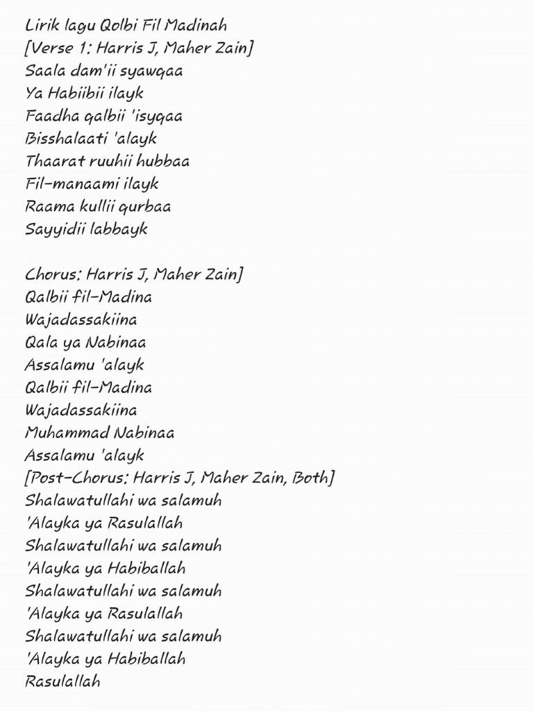 Lirik Lagu Qolbi Fil Madinah | PDF