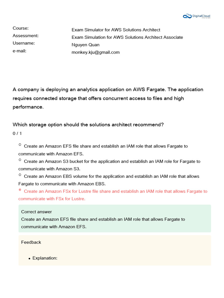 Exam Simulation for Aws Solutions Architect Associate Nguyen Quan | PDF | Amazon Web Services ...