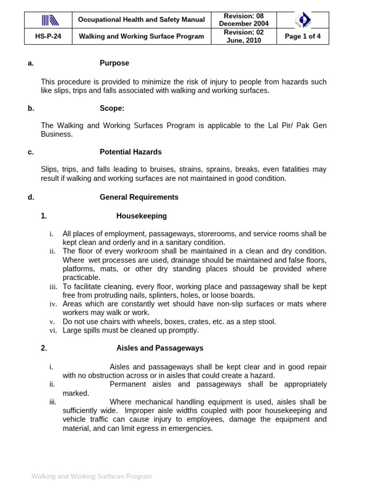 Walking and Working Surfaces Programa | PDF | Stairs | Safety