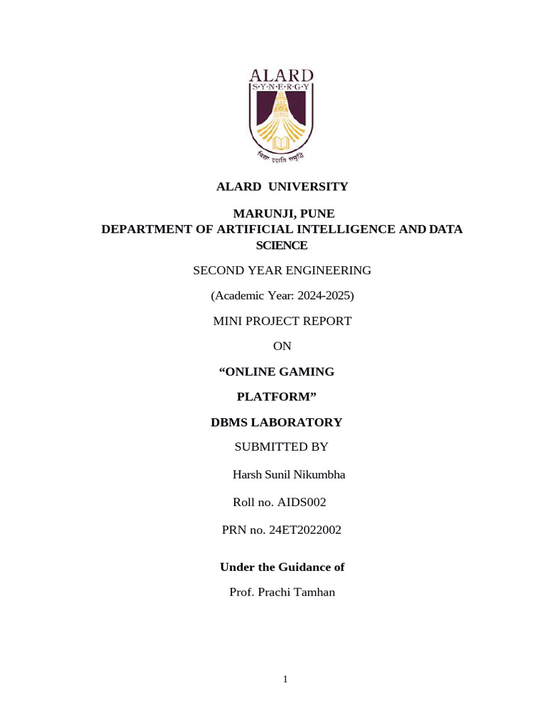 DBMS Mini Project Report (Harsh) | PDF | Databases | Php