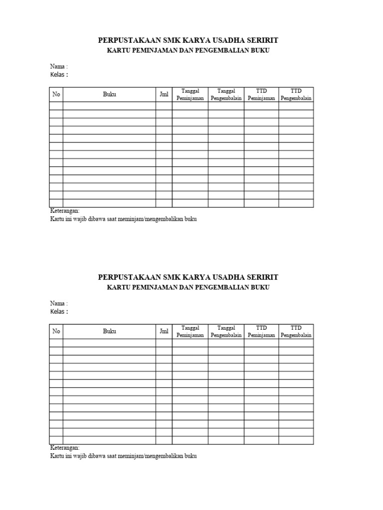 kartu perpus | PDF