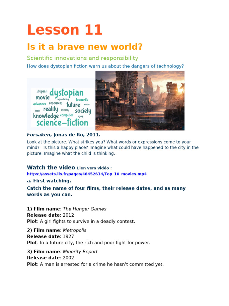 Lesson 11 Premiere | PDF | Dystopia