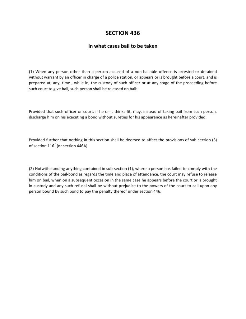 BAIL PROVISIONS UNDER SECTIONS 436 AND 437 OF THE CODE OF CRIMINAL ... BAIL PROVISIONS UNDER SECTIONS 436 AND 437 OF THE CODE OF CRIMINAL ...
