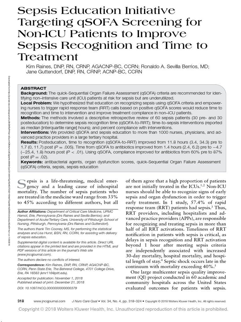Sepsis Education Initiative Targeting qSOFA.7 | PDF | Sepsis | Human ...