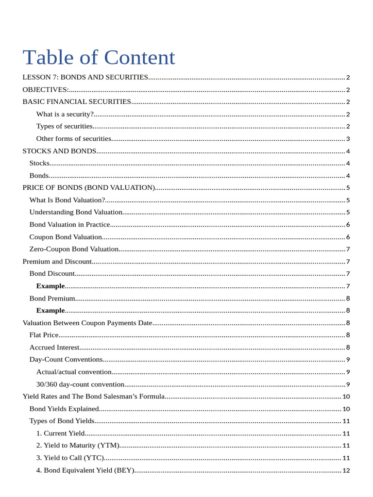 Mathematics of Investments Lesson 7 - Bonds and Securities | PDF ...