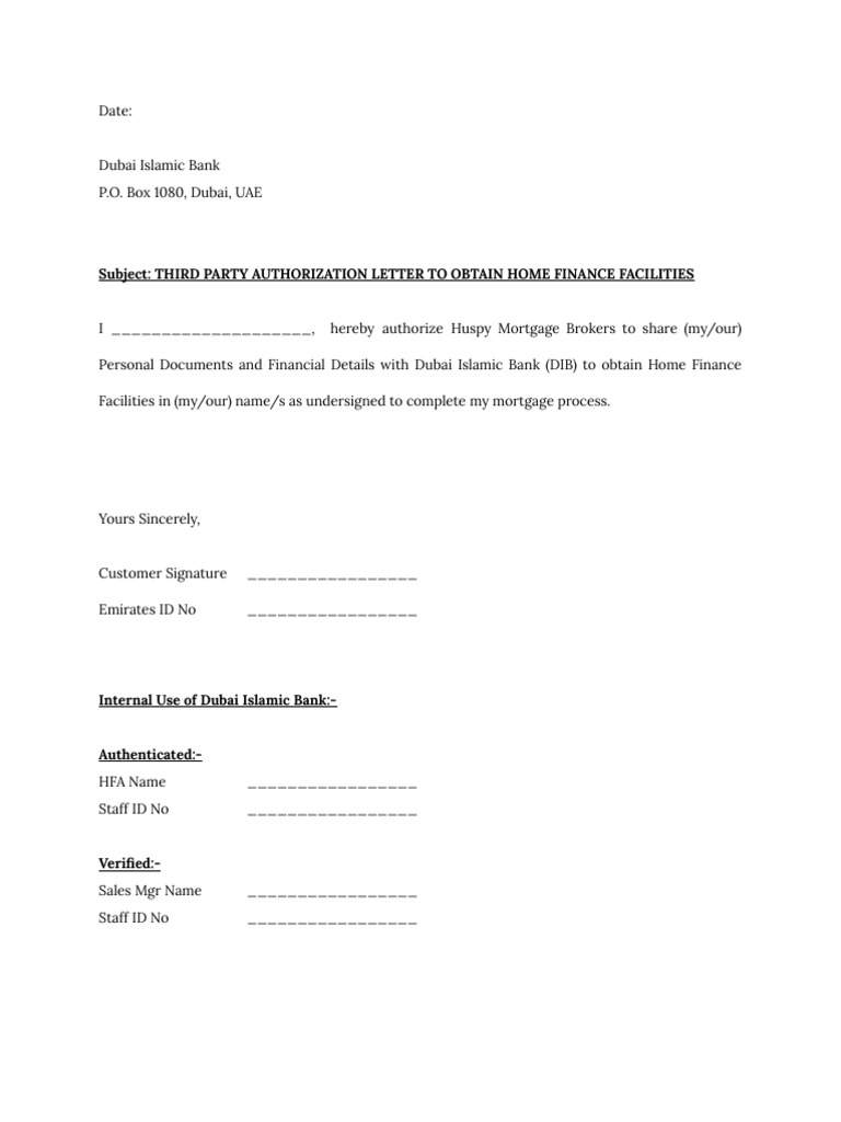 DIB Third Party Authorization Form 7 | PDF