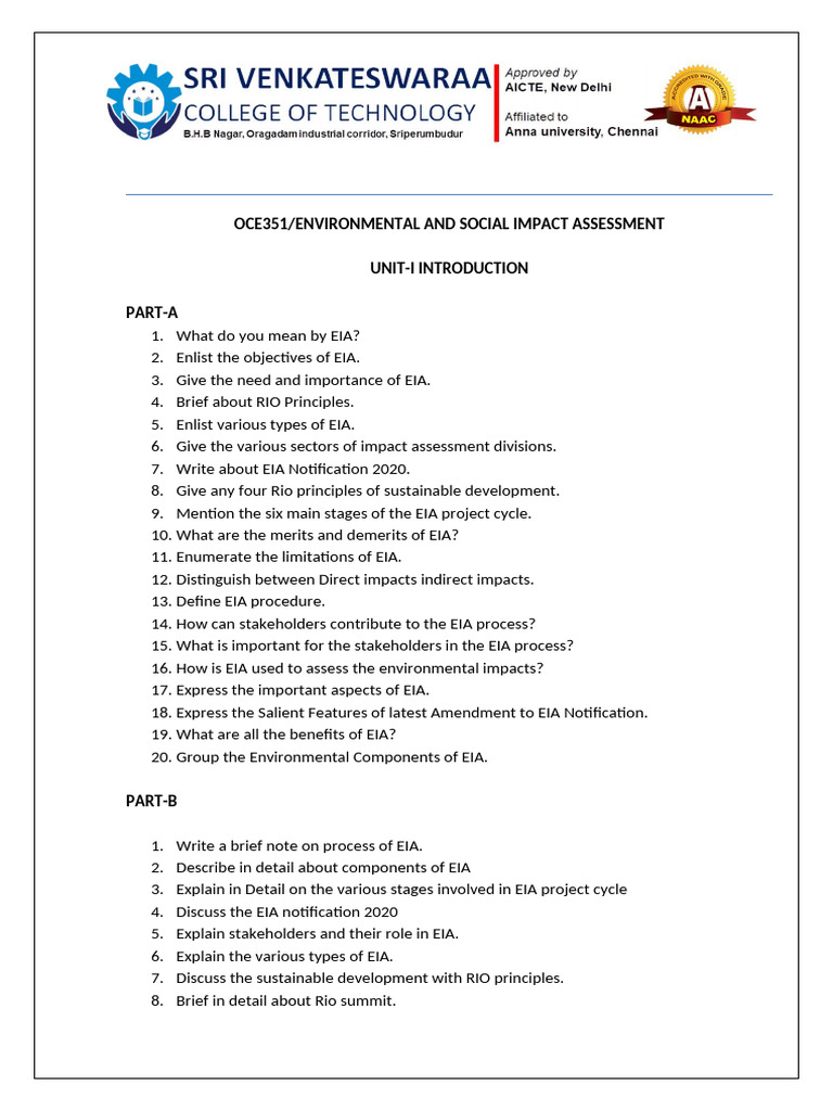 6. QUESTION BANK | PDF | Environmental Impact Assessment | Life Cycle ...