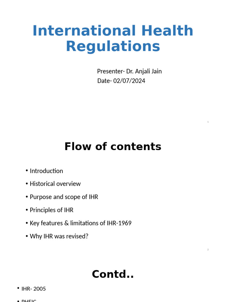 Overview of International Health Regulations | PDF | World Health ...