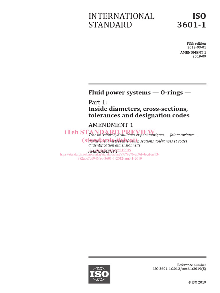 ISO 3601-1:2012 O-Ring Standards | PDF | International Organization For ...