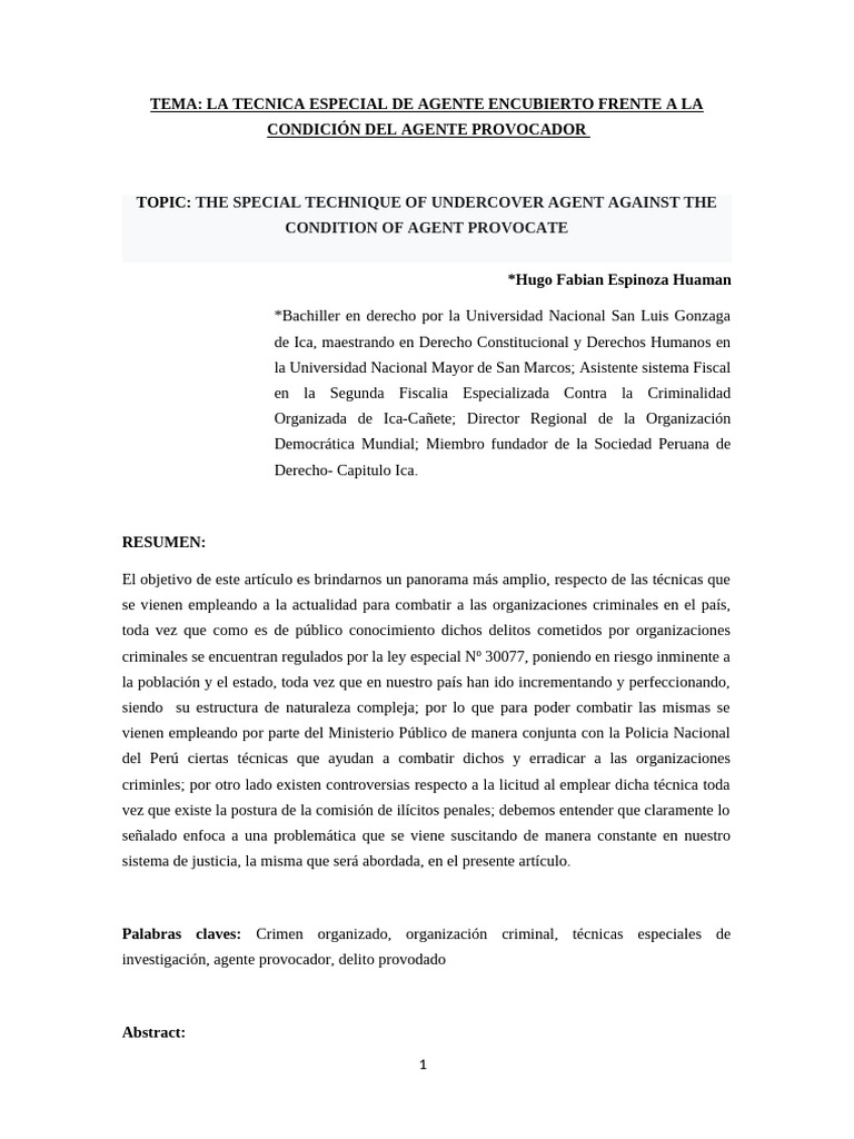 Técnicas de Agentes Encubiertos en Crimen Organizado | PDF | Crímenes ...