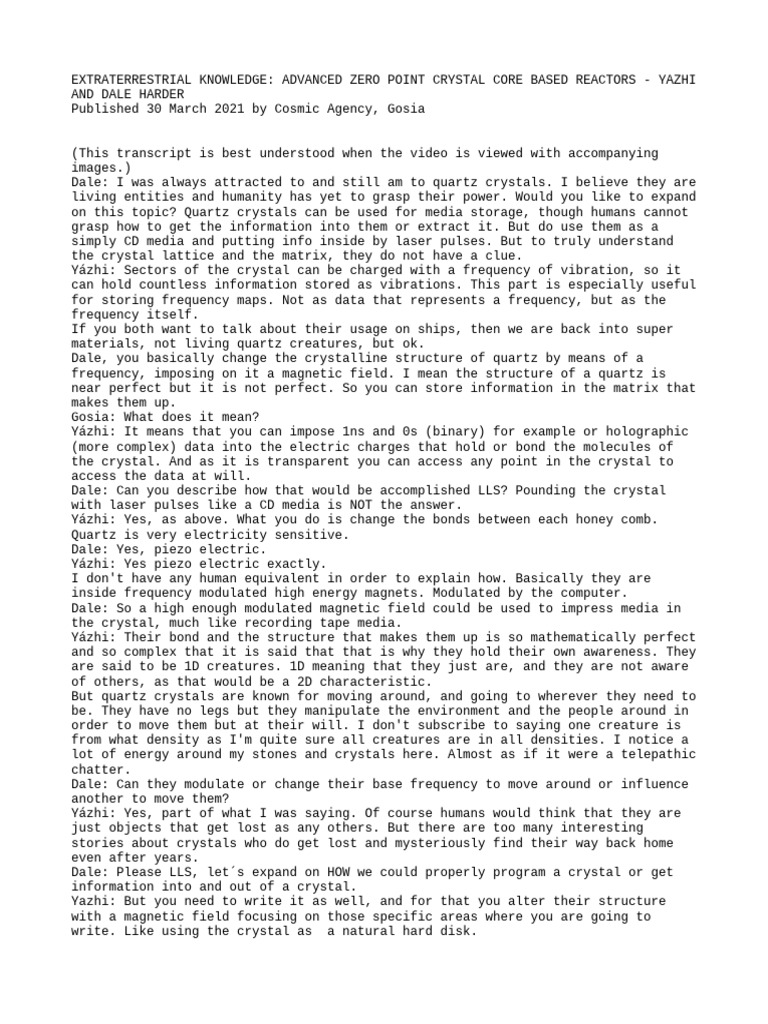 Extraterrestrial Knowledge Advanced Zero Point Crystal Core Based ...