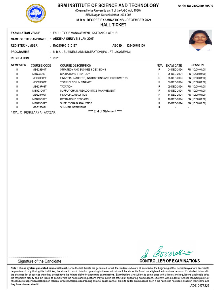Arkitha Sem 3 Hall Ticket PDF | PDF | Books