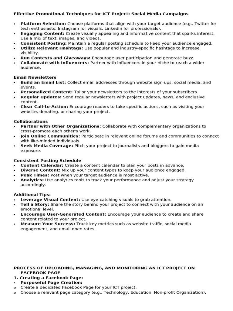 Effective Promotional Techniques For ICT Projects | PDF | Facebook ...