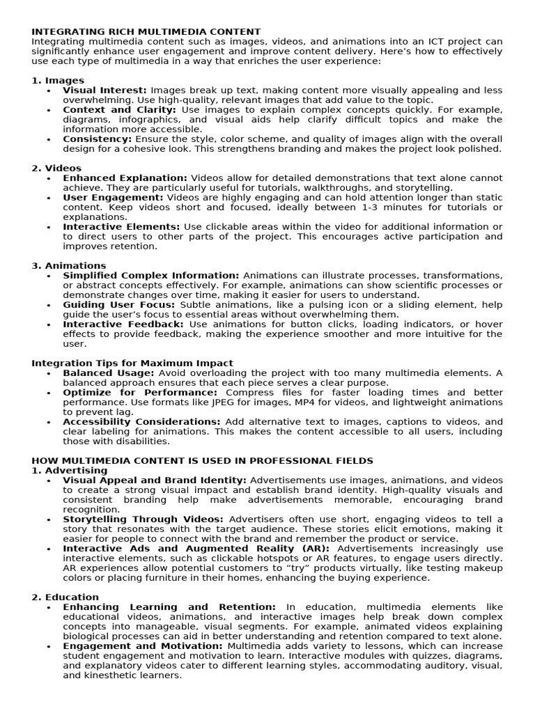 Integrating Rich Multimedia Content | PDF | Multimedia | Infographics
