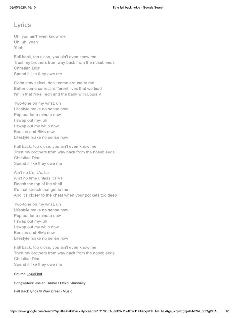 Full Back Lyrix | PDF