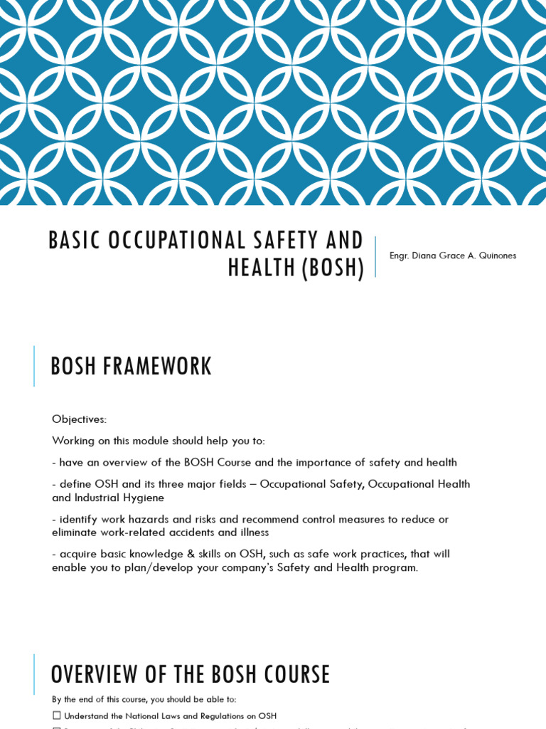 BOSH Framework for Occupational Safety | PDF | Occupational Safety And ...