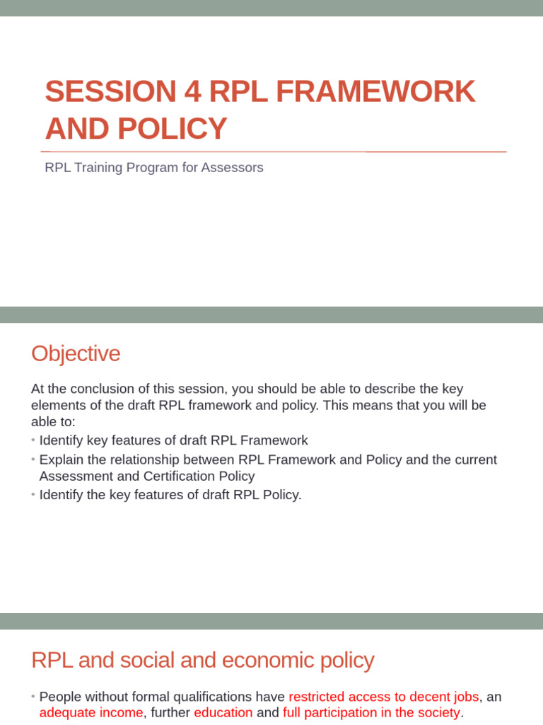 PPT4 RPL Framework and Policy | PDF | Economies