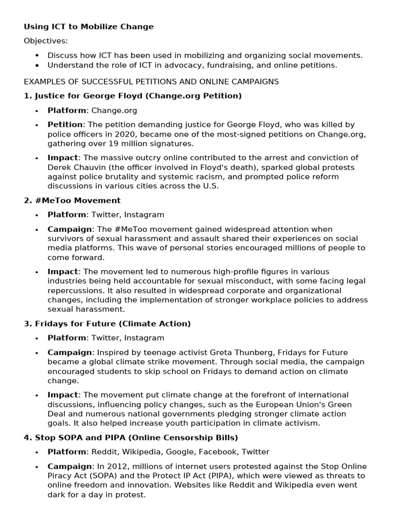 Using ICT To Mobilize Change | PDF | Social Media | Popular Culture ...