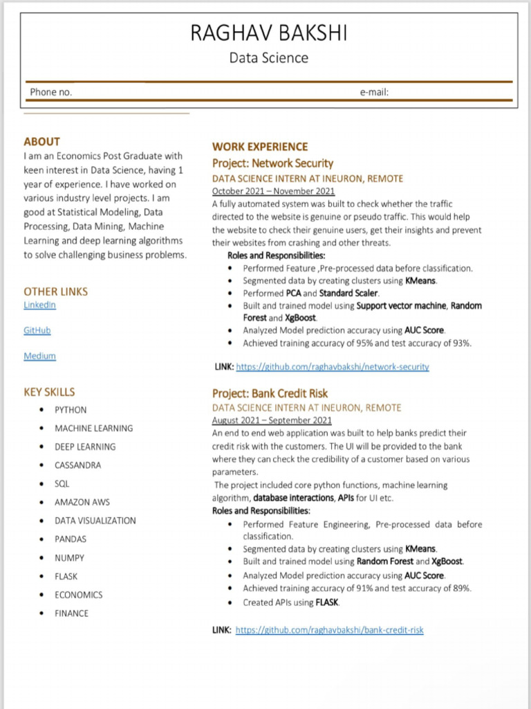 Raghav Bakshi - Fresher Resume | PDF