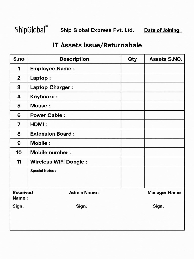 It Asset Form | PDF