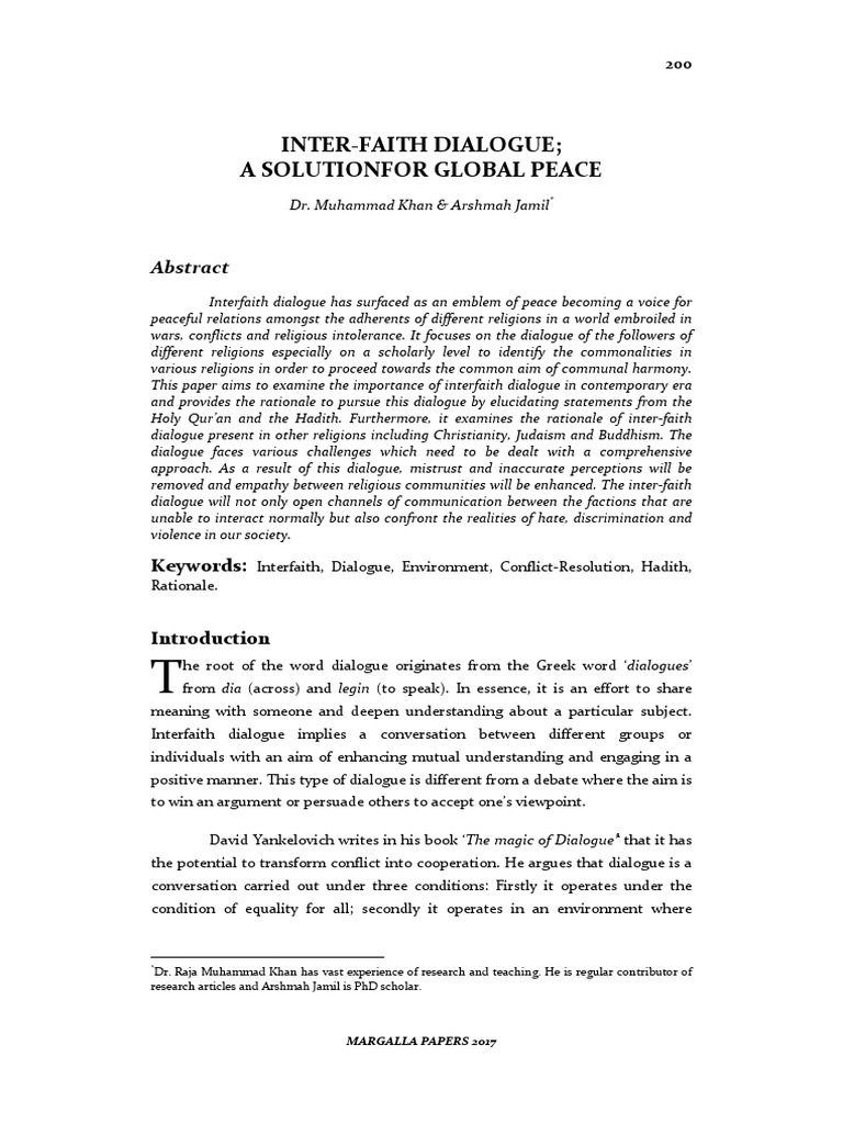 Islam And Interfaith Dialogue Pdf Interfaith Dialogue Quran