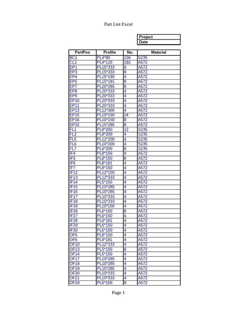 Part List Excel - Release # 02 | PDF