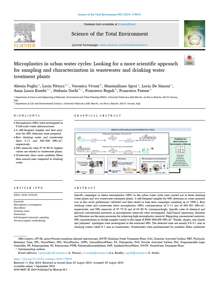 Microplastics in Urban Water Cycles Looking For A More Scientific ...