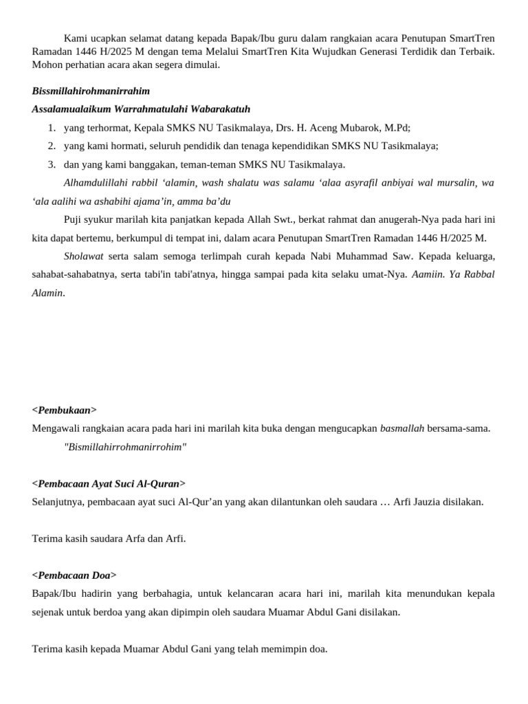 Naskah MC SmartTren 2025 | PDF
