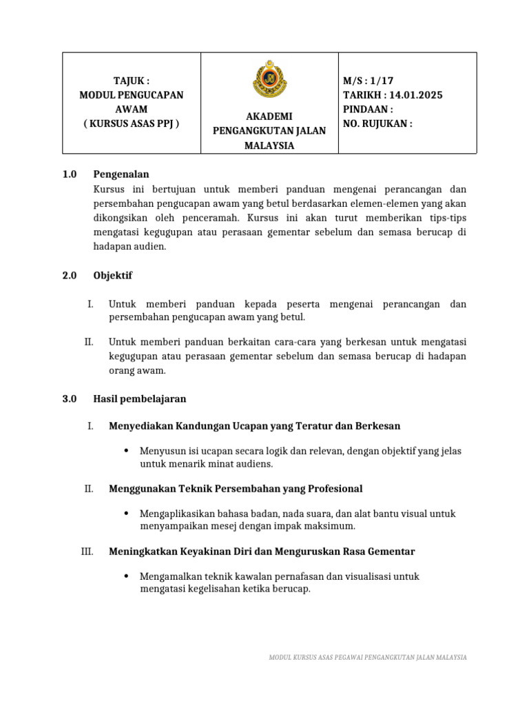 Panduan Pengucapan Awam Efektif | PDF
