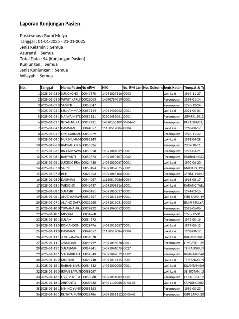 Laporan Kunjungan Pasien | PDF