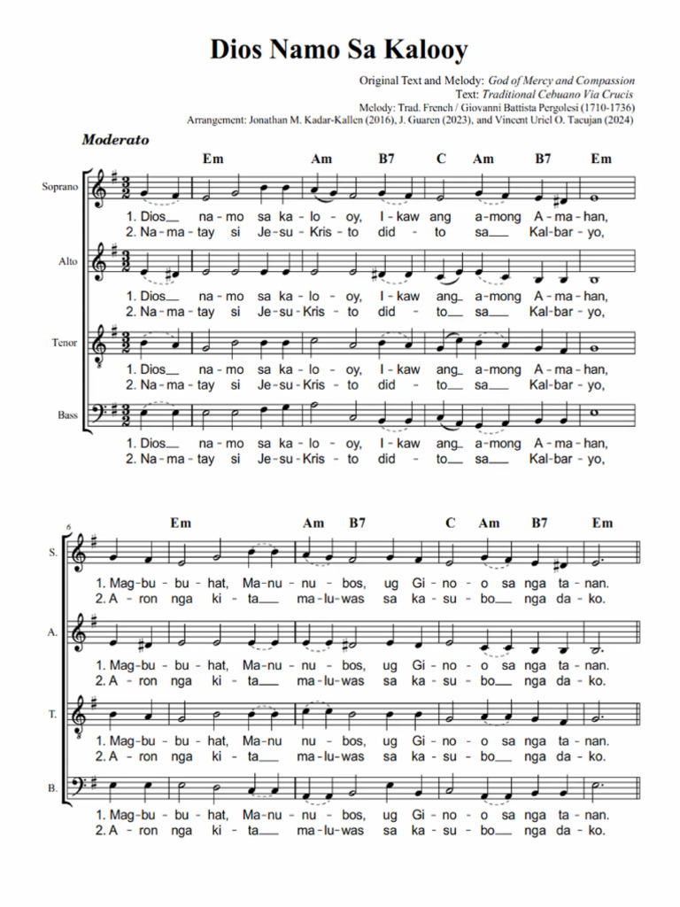 Dios Namo Sa Kalooy Satb 01 | PDF