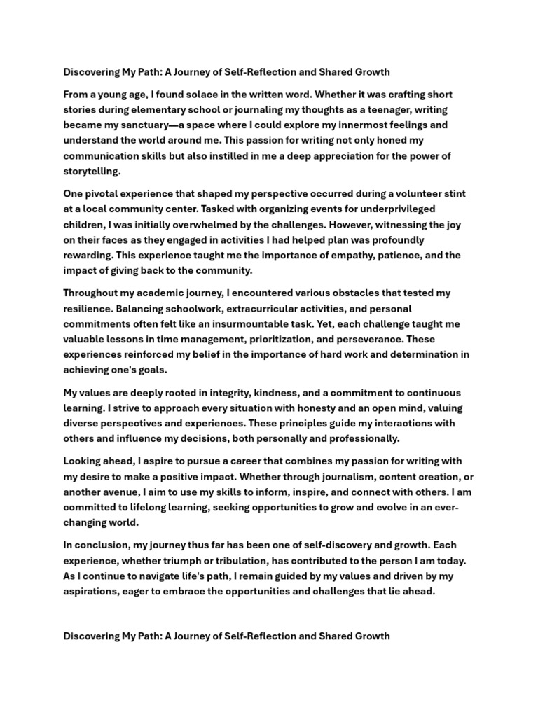 Discovery my pth | PDF | Experience | Learning