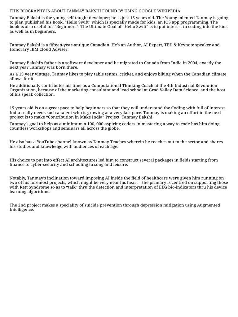 Tanmay Biography | PDF